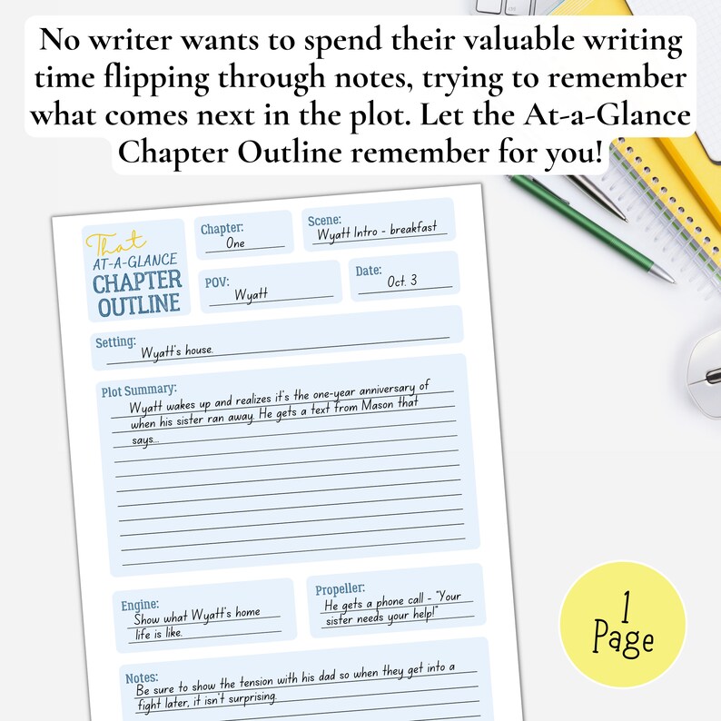 Chapter Outline - Nanowrimo Worksheet, Story Outline, Novel Outline ...