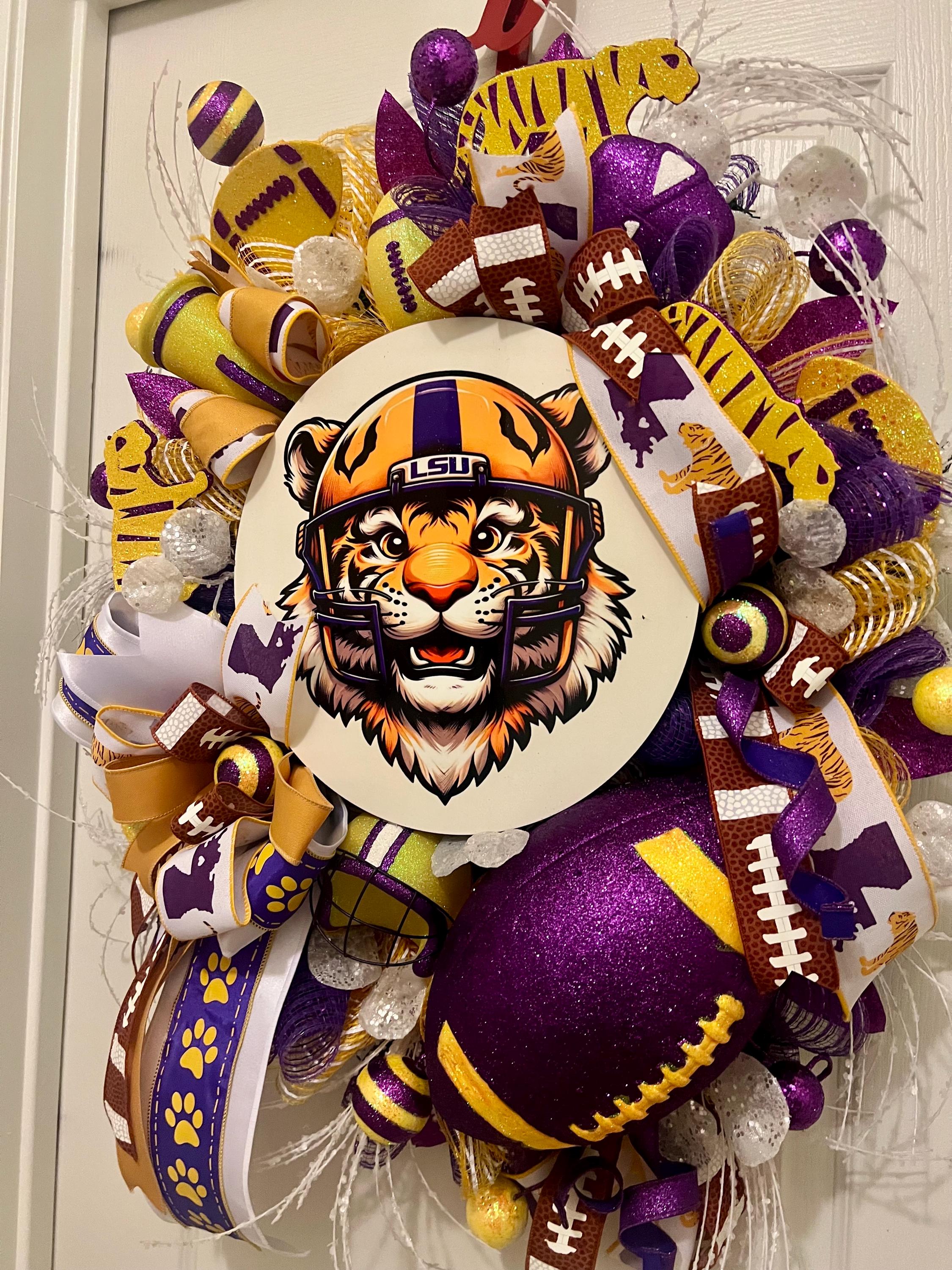 LSU Football Wreath: Purple & Yellow Door Decor - Etsy