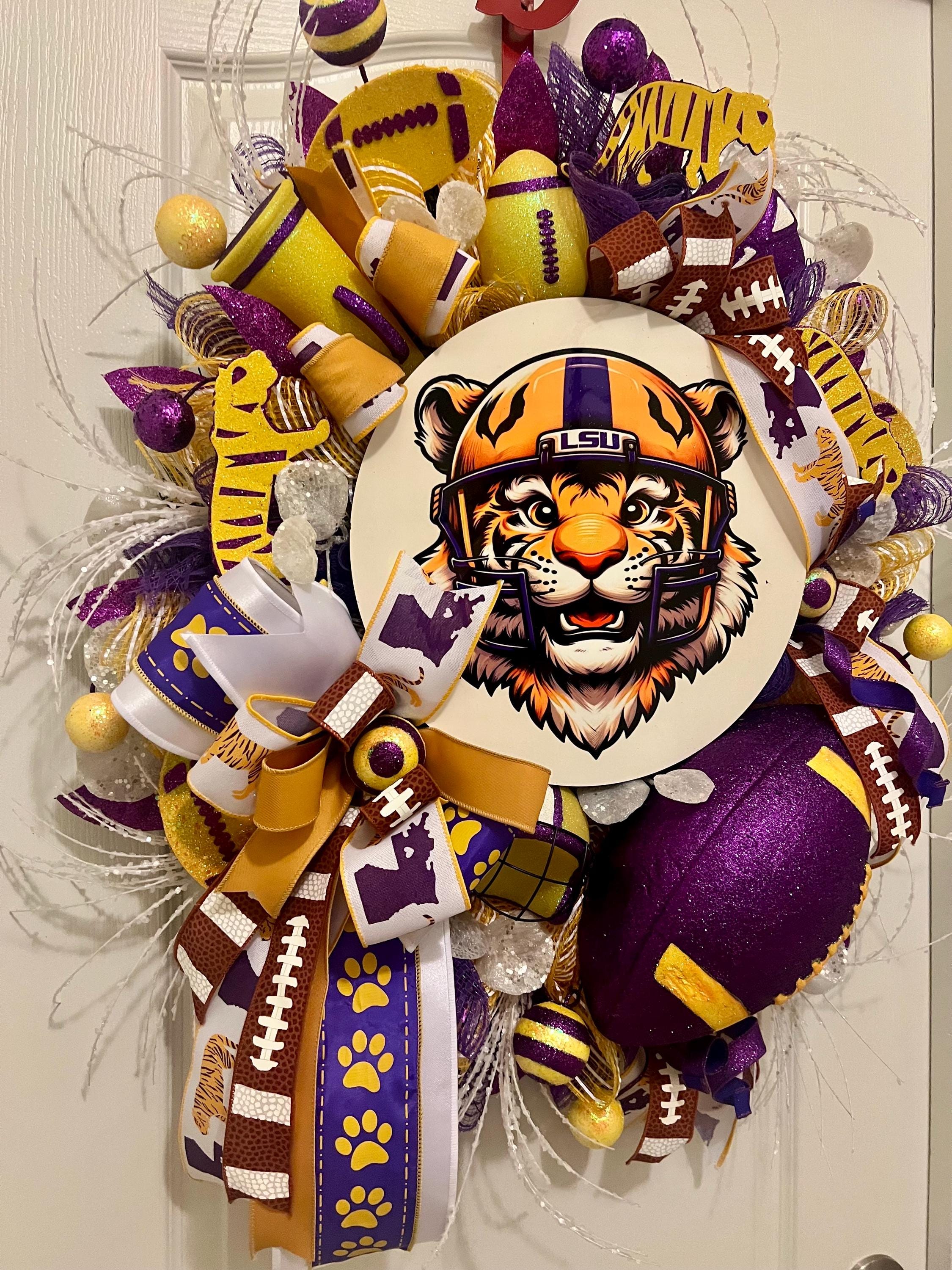 LSU Football Wreath: Purple & Yellow Door Decor - Etsy