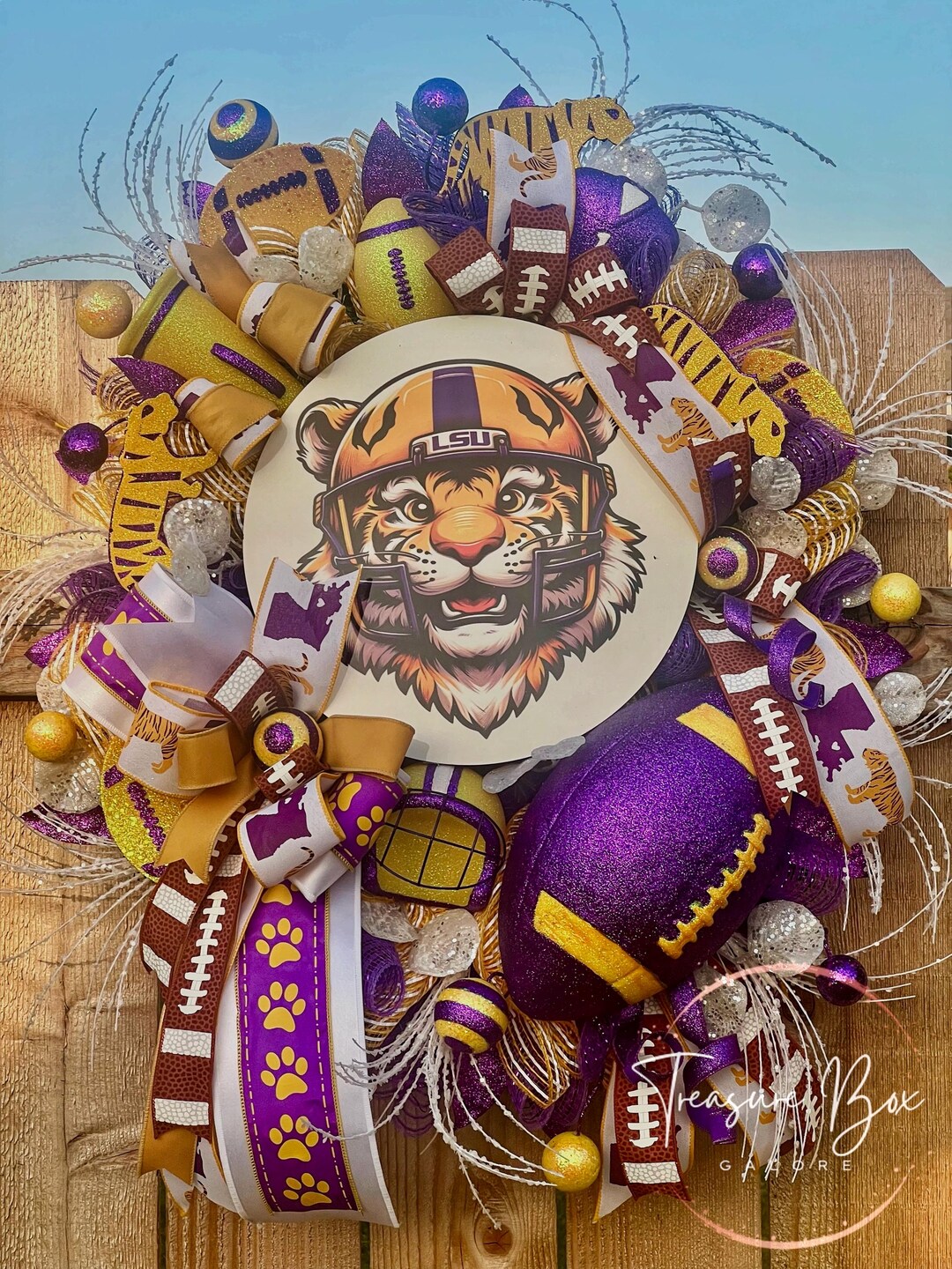 LSU Football Wreath: Purple & Yellow Door Decor - Etsy