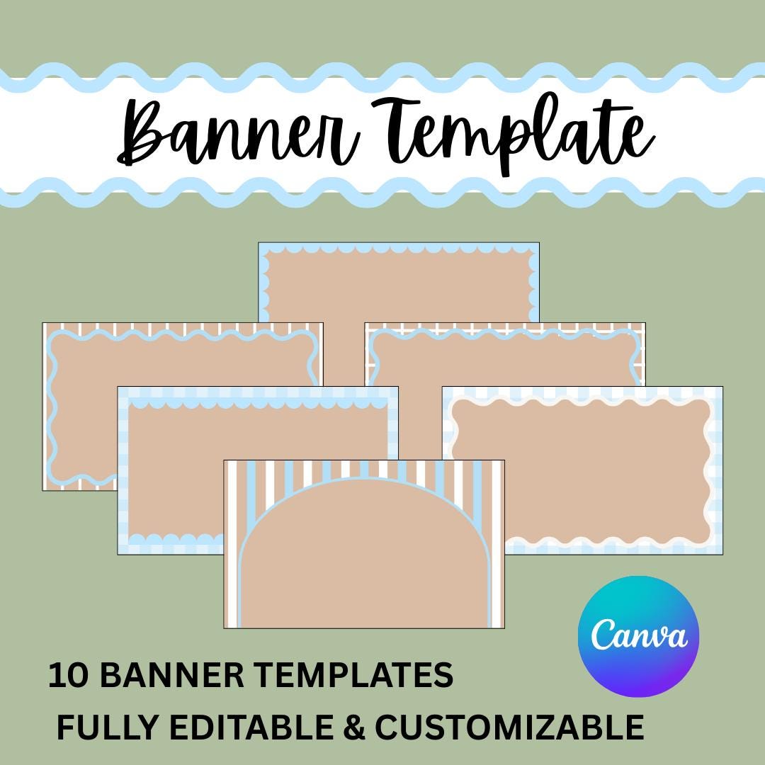 10 Banner Border Templates | Editable Canva | Blue Classic Edges for ...