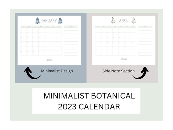 2023 Minimalist Botanical Calendar Printable Digital Download - Etsy