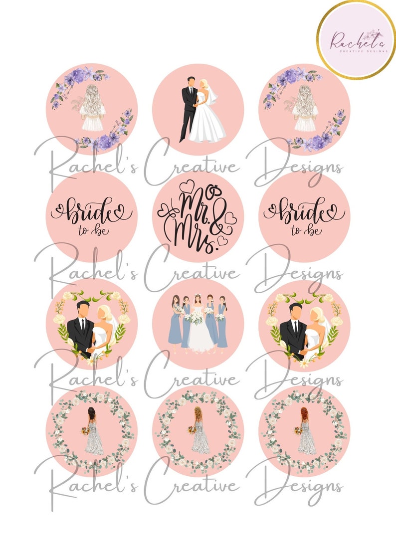 Bride to Be Digital Cupcake Toppers, Bridal Shower Printable Cake ...