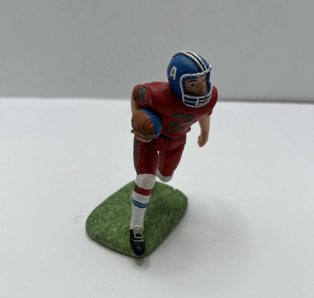 Ceramic Football Players Figurine Statue on Green Base - Etsy