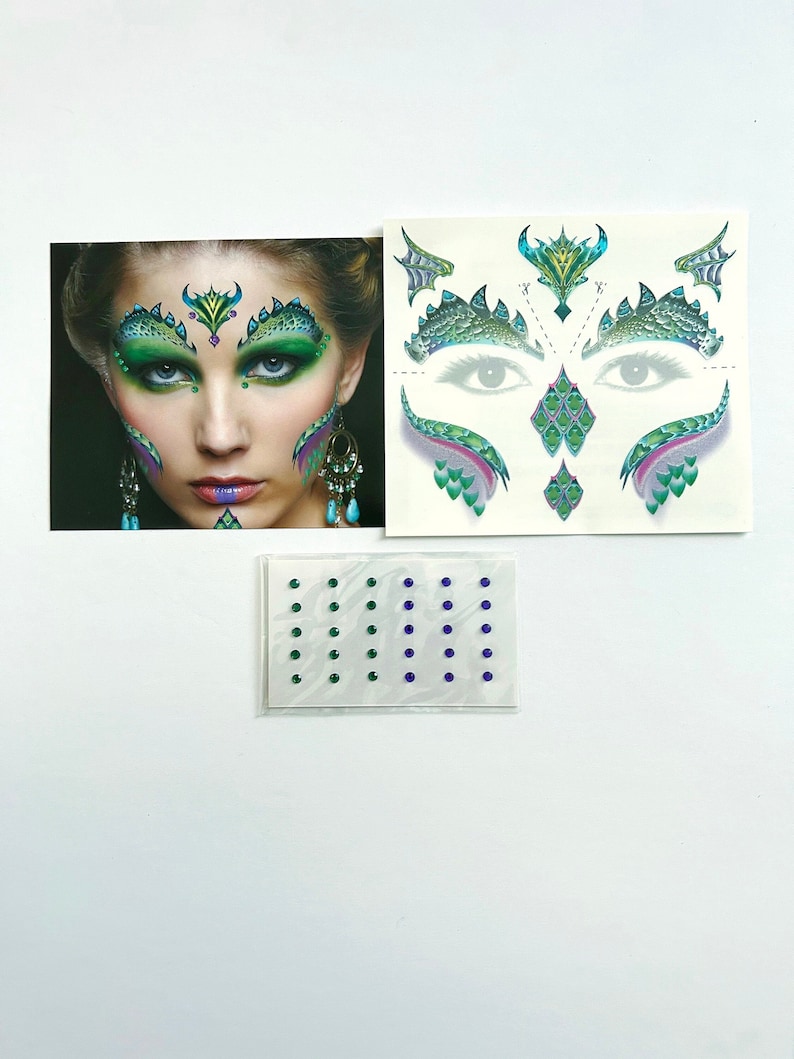Metallic Temporary Face Tattoo, Halloween Tattoo, Day of the Dead Face ...
