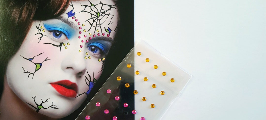 Metallic Temporary Face Tattoo, Halloween Tattoo, Broken Doll Face ...