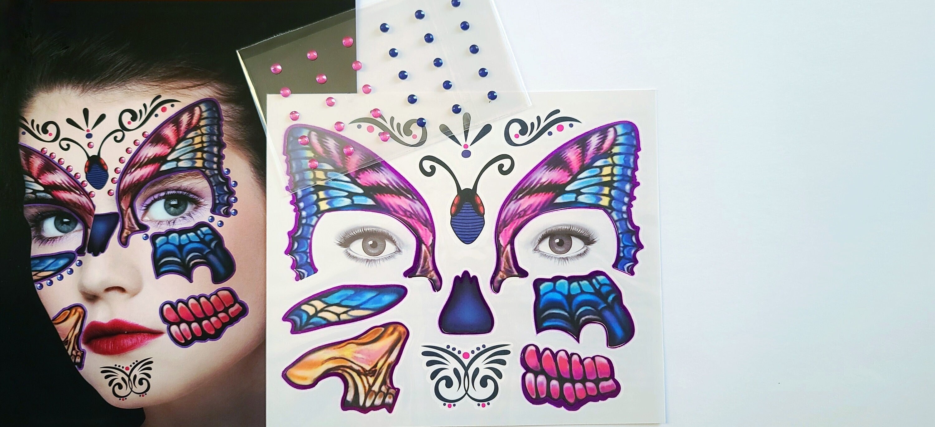 Metallic Temporary Face Tattoo, Halloween Tattoo, Broken Doll Face ...