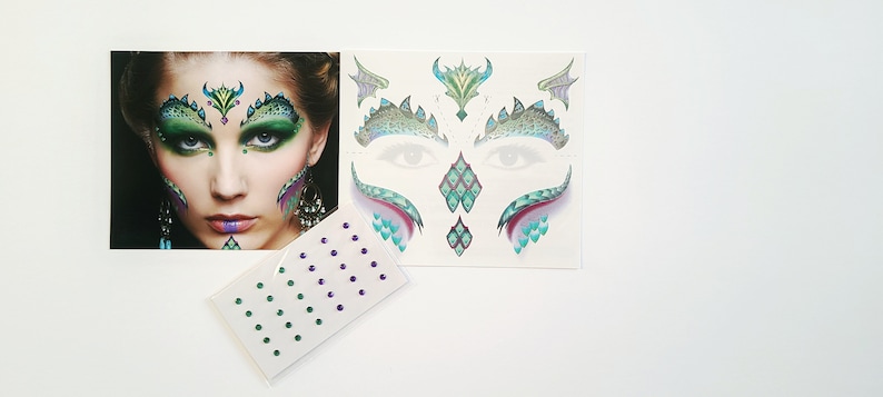 Metallic Temporary Face Tattoo, Halloween Tattoo, Day of the Dead Face ...