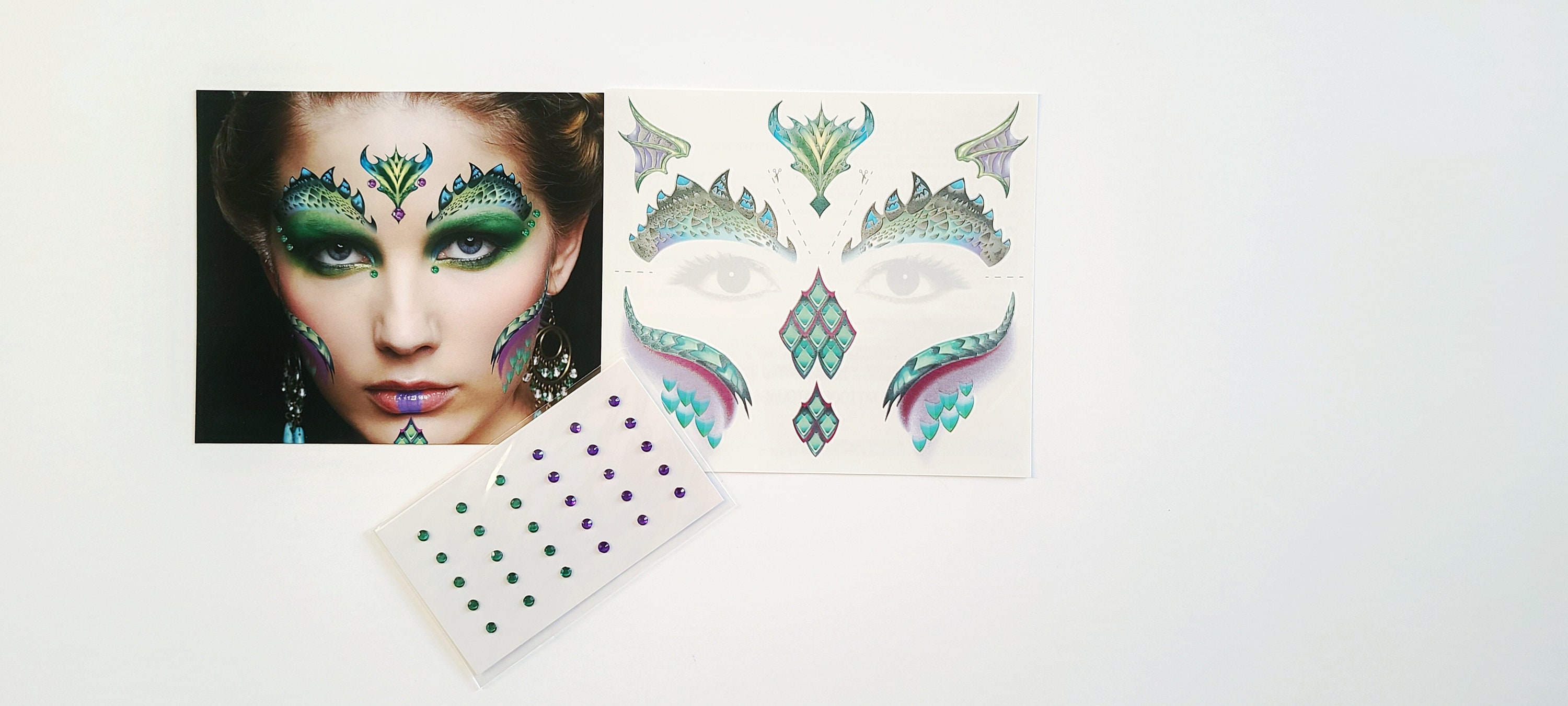 Metallic Temporary Face Tattoo Halloween Tattoo Day of the - Etsy