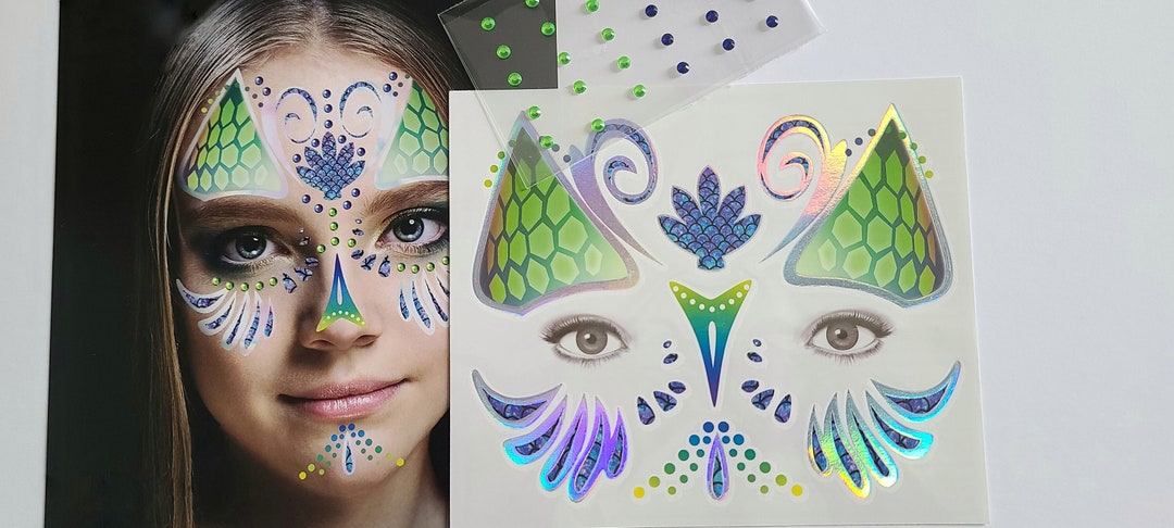 Metallic Temporary Face Tattoo, Halloween Tattoo,, Halloween Costume ...
