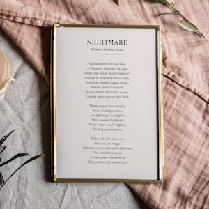 Nightmare Poem Halloween Printable Art | Book Quote Page Print | Spooky ...