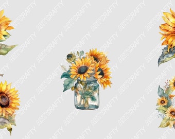 Watercolor Sunflower Clipart, Floral Bouquets, Fall Sunflowers ...