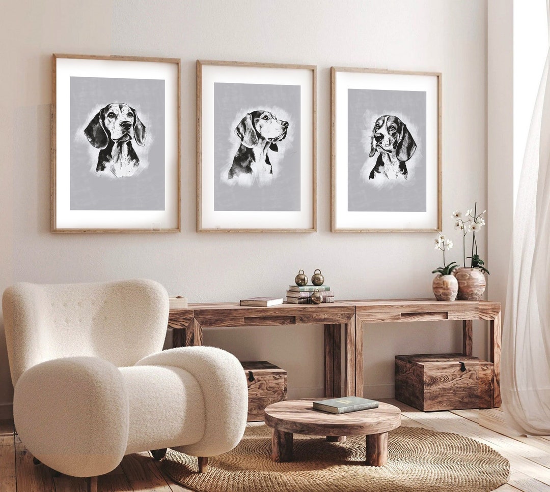 Beagle Wall Art Set Print, Digital Download, Gallery Wall Art ...