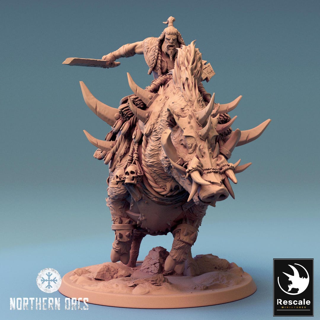 Orc Boar Rider Northern Orcs Rescale Miniatures Dnd RPG Tabletop War ...