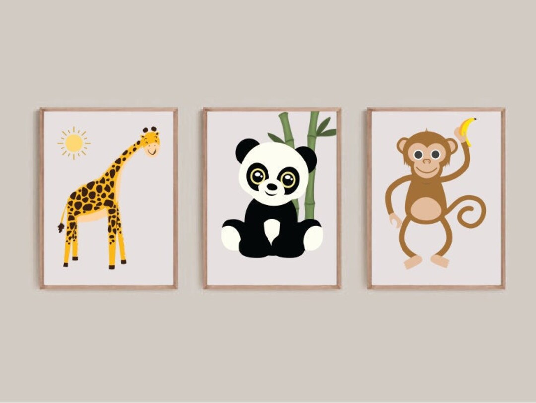 Set of 3 Animal Prints, Digital Download Wall Art, Printable Wall Art ...