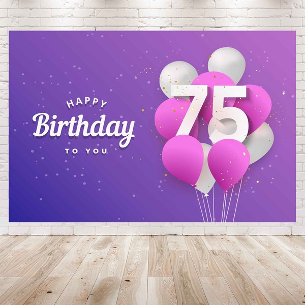 75th Birthday Purple Backdrop - Etsy