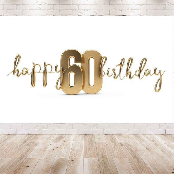 Happy Birthday 60 Years Backdrop - Etsy