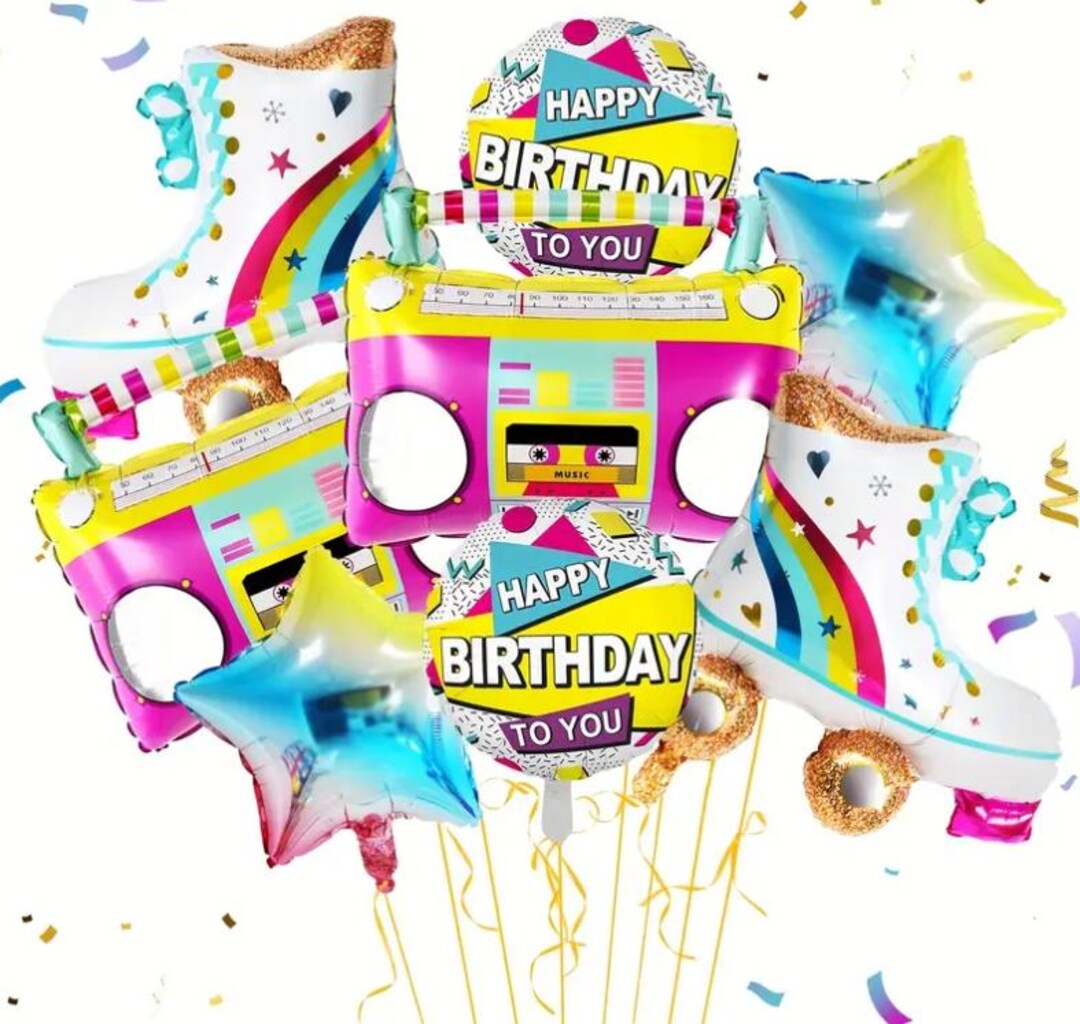 80s 90s Retro Party Decorations - 8 Pack Balloons | Perfect for ...