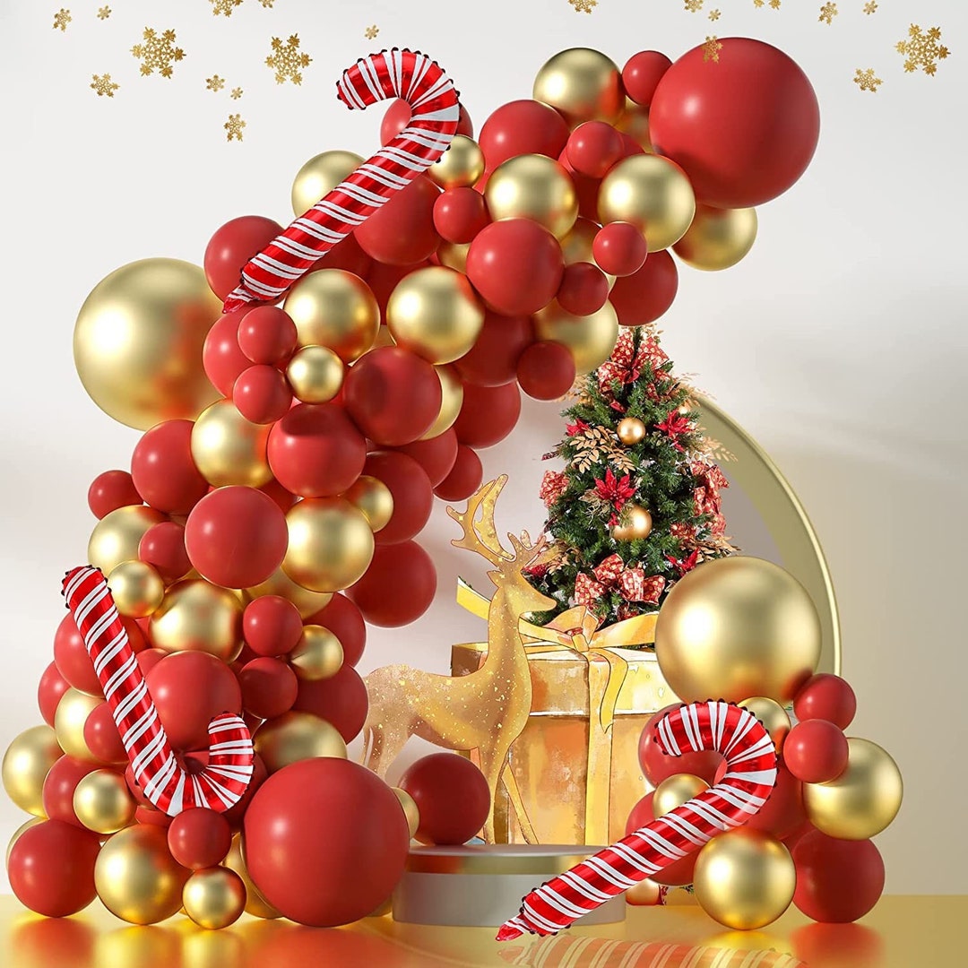 Red and Gold Balloon Arch Kit Xmas Party Decorations Red Theme ...