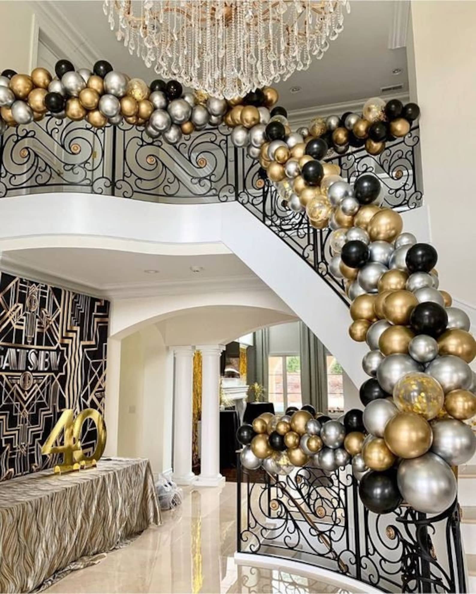 Black Silver and Gold Balloon Arch Kit Birthday Party - Etsy