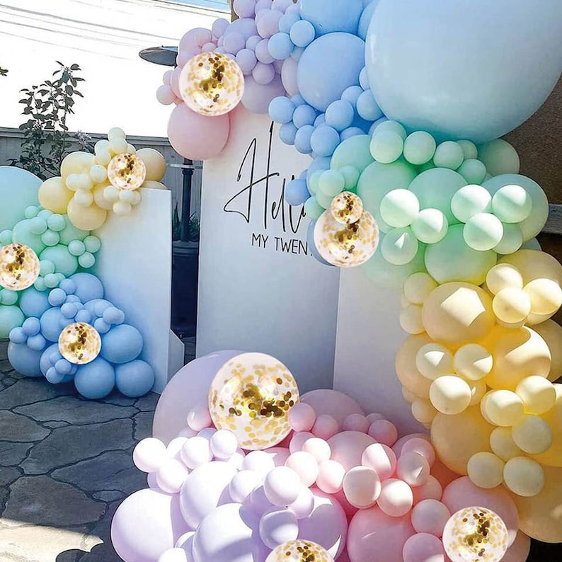 Pastel Rainbow Colors Balloons Garland Birthday Party - Etsy
