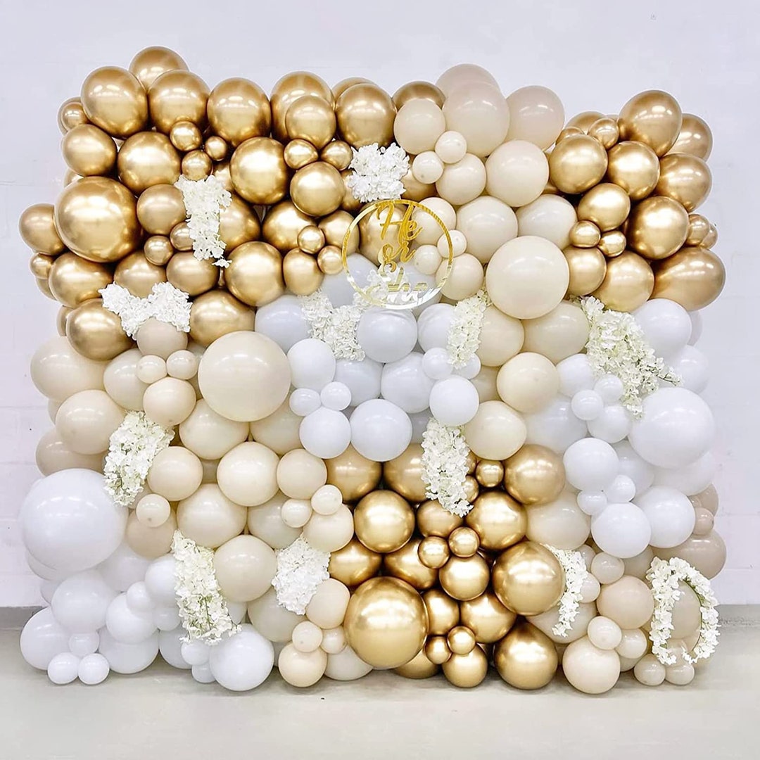 White and Apricot Balloon Garland Rose Birthday Party Decorations ...