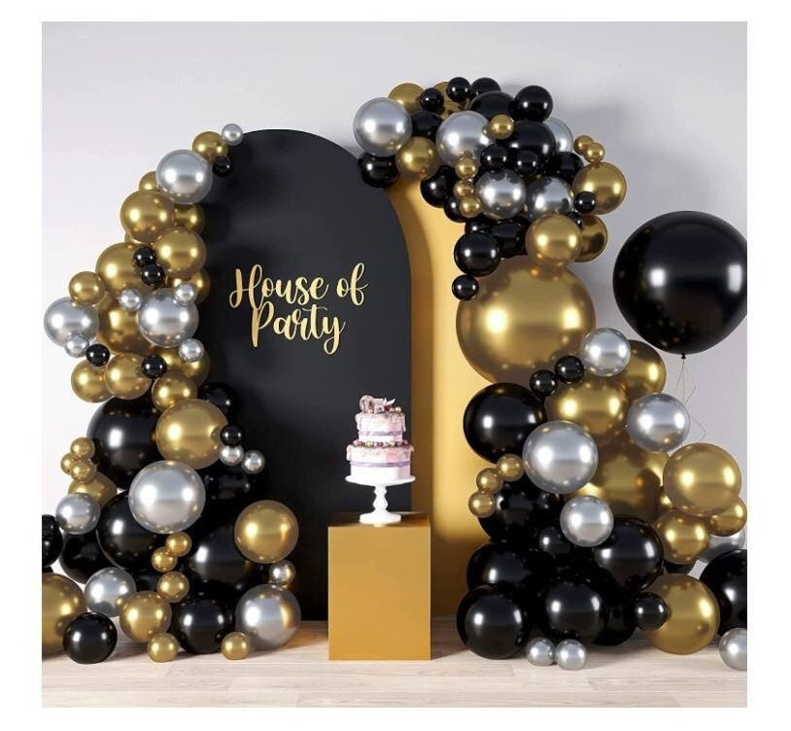 Black Silver and Gold Balloon Arch Kit Birthday Party - Etsy