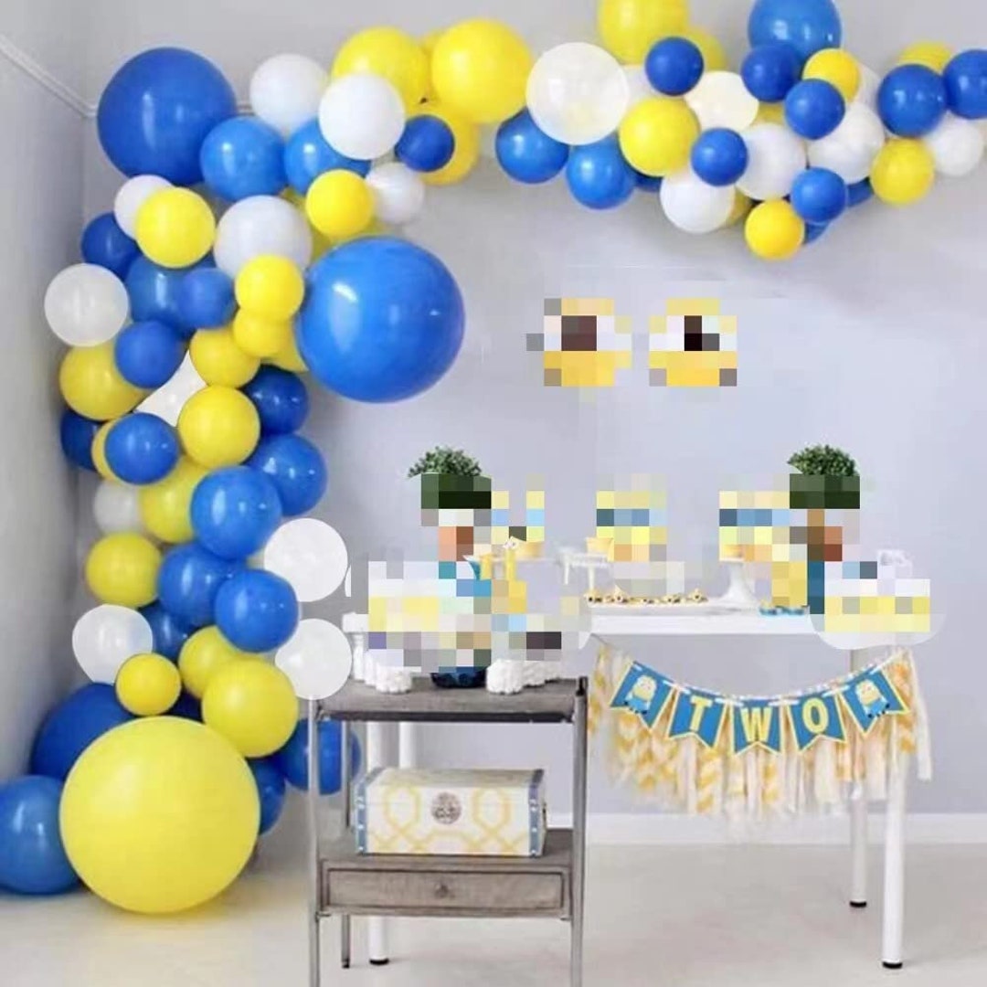 Blue and Yellow Balloon Garland Birthday Party Decorations Wedding Baby Shower Room Layout Arch ...