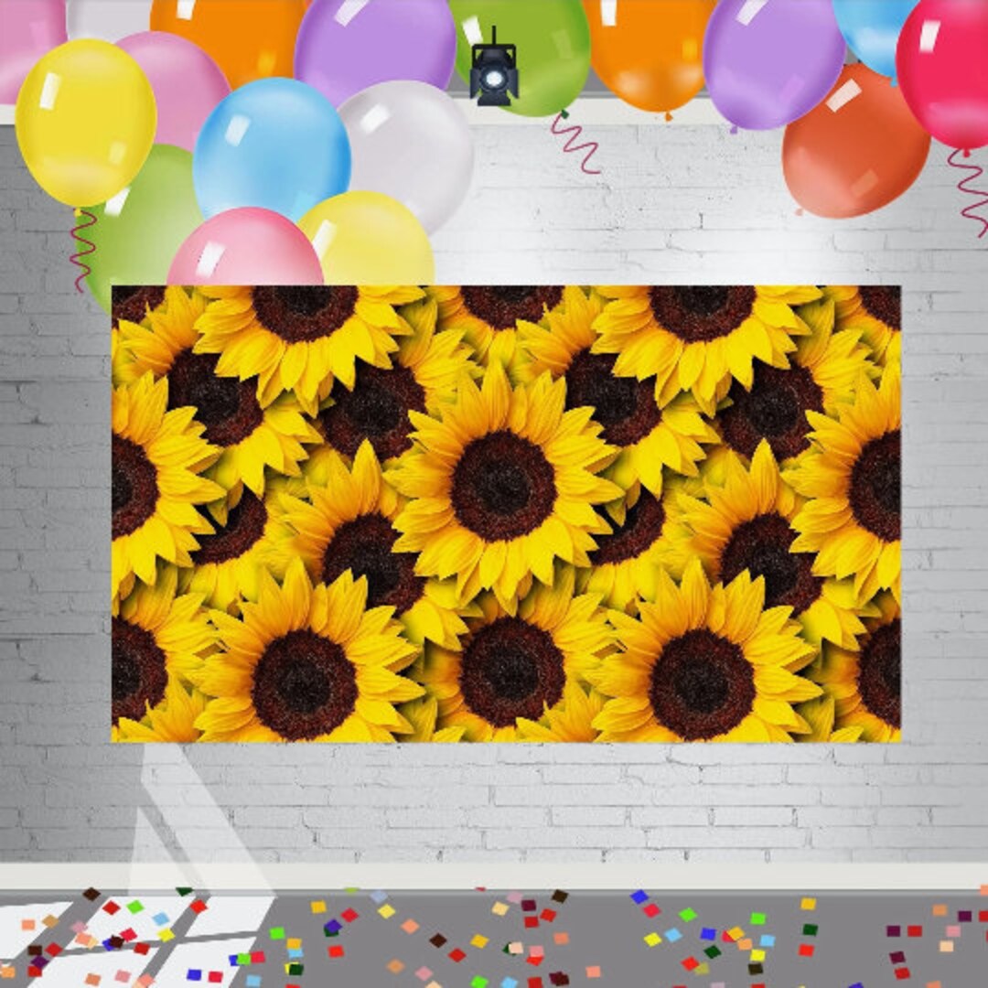 7X5 FT Rustic Sunflowers Birthday Backdrop | Sunflower Background for ...
