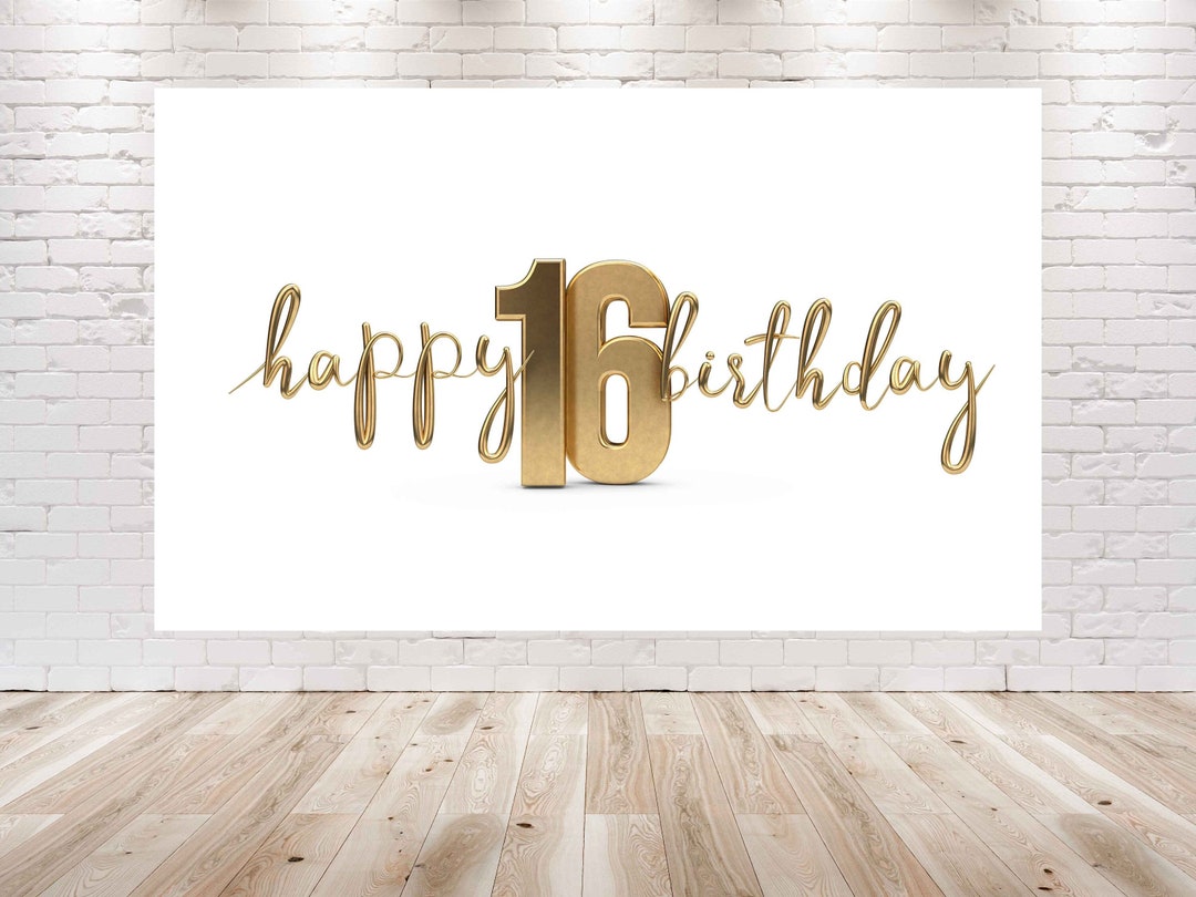 7X5 FT Sweet 16th Elegant Gold Birthday Backdrop | Birthday Background ...