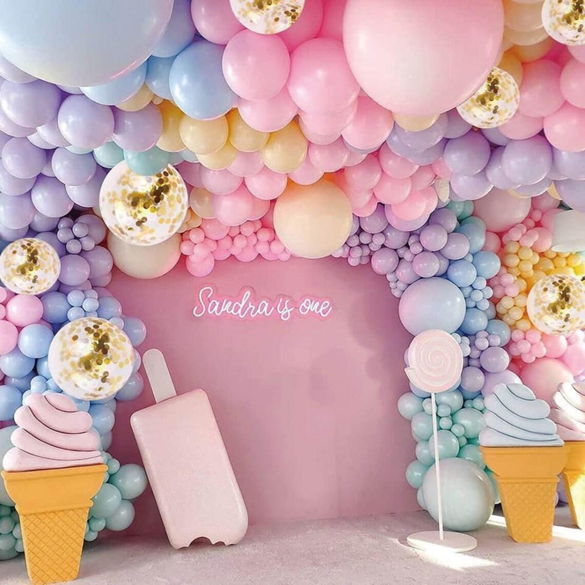 Pastel Rainbow Colors Balloons Garland Birthday Party - Etsy