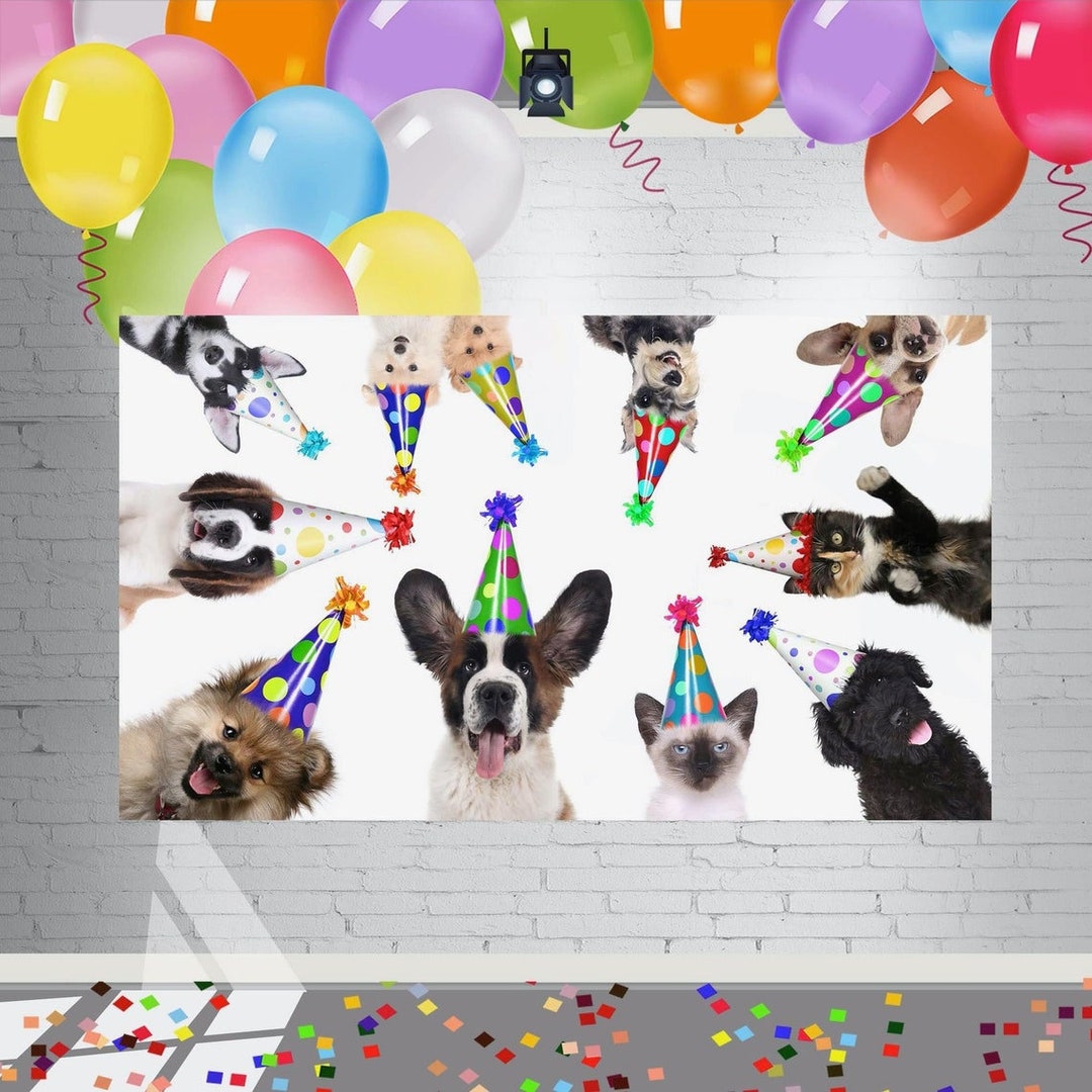 Dogs Party Time Birthday Decorations Backdrop | Dog Lovers Theme ...