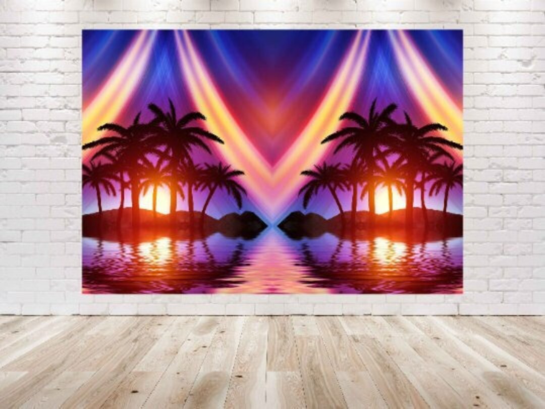Coachella Beach Birthday Backdrop: Summer Palm Tree Photo Poster (7x5 ...