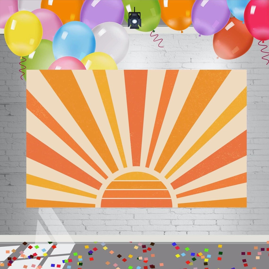 Boho Rainbow Birthday Backdrop: Groovy Retro Party Photo Poster 7x5 FT ...