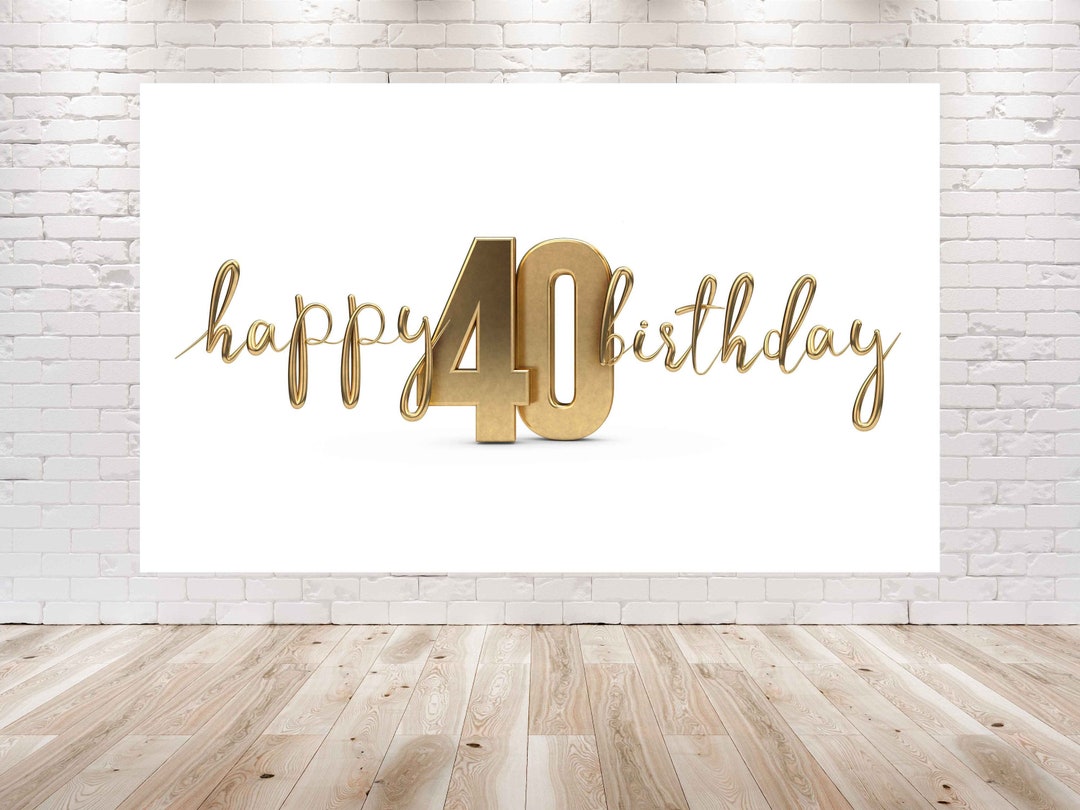 7X5FT 40 Years Gold Birthday Backdrop | 40th Birthday Background for ...