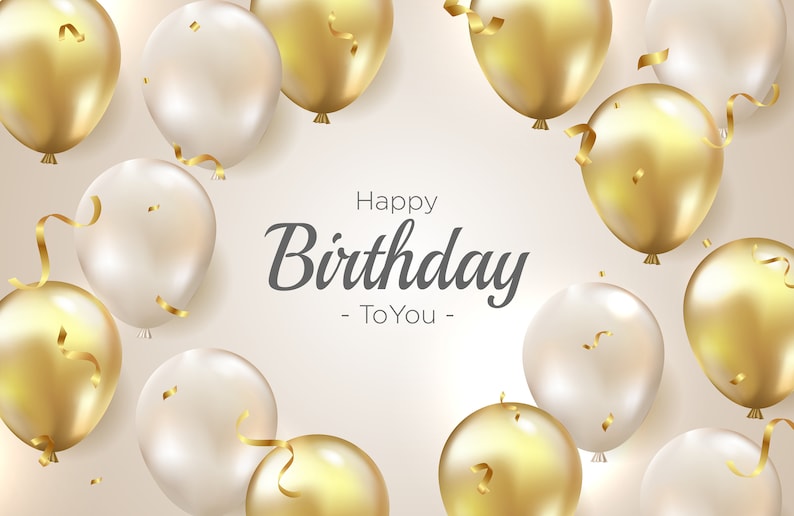 7X5FT Gold Birthday Backdrop Happy Birthday Background for - Etsy