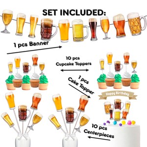 Beer Birthday Party Decorations Set | Beers Banner | Cake Topper ...