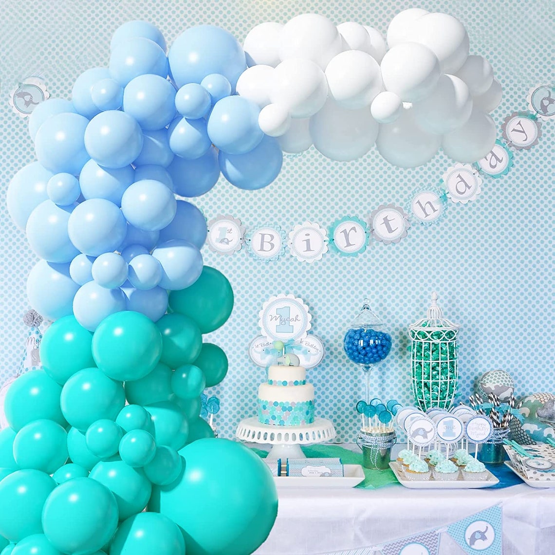 Blue & Mint Green Balloon Arch Kit: DIY Party Garland - Etsy