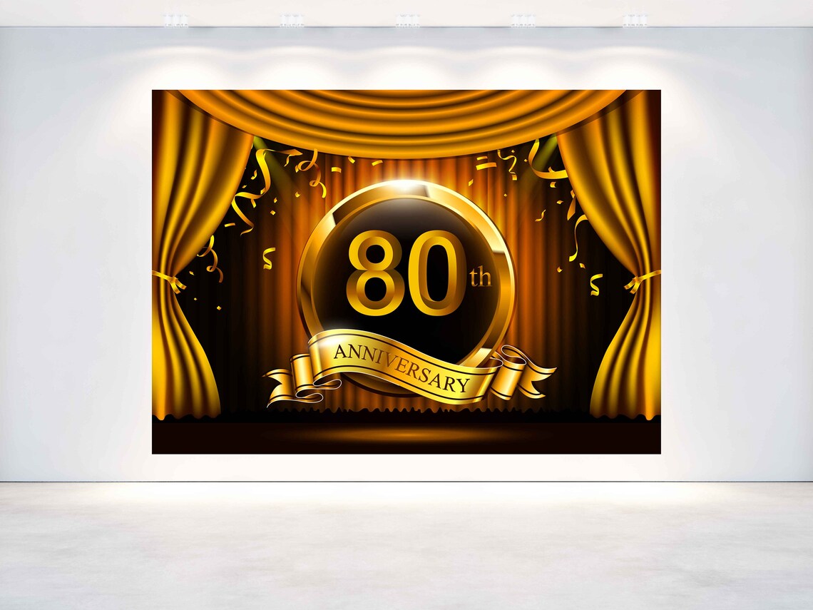 7X5FT 80 Years Black and Gold Birthday Backdrop 80th - Etsy