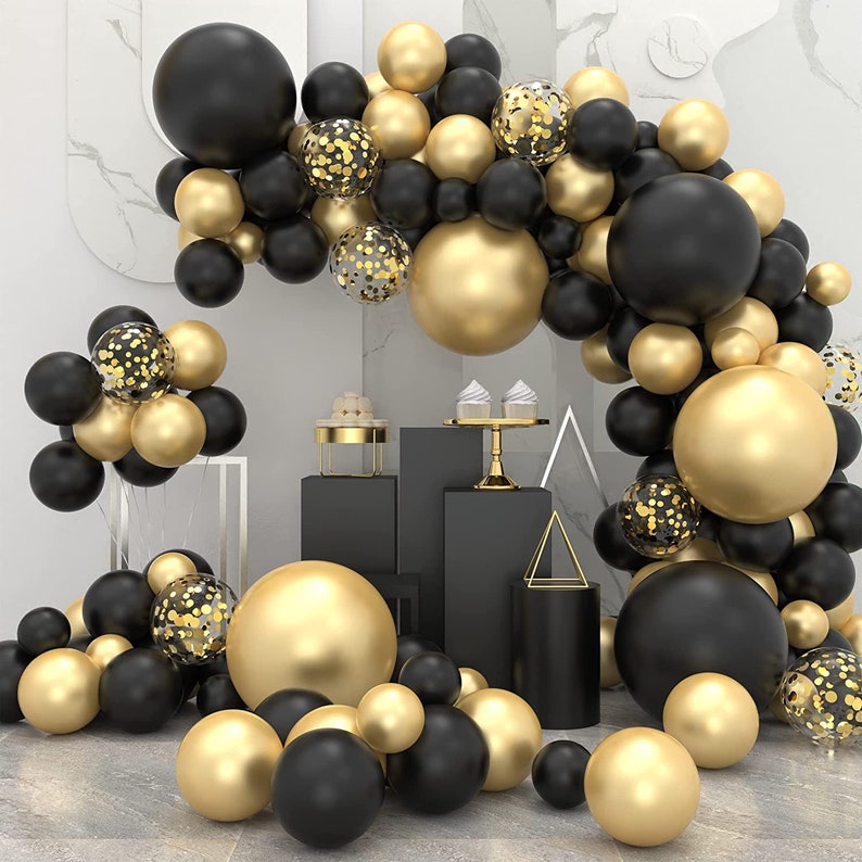 Black and Gold Balloon Arch Kit Birthday Party Decorations - Etsy