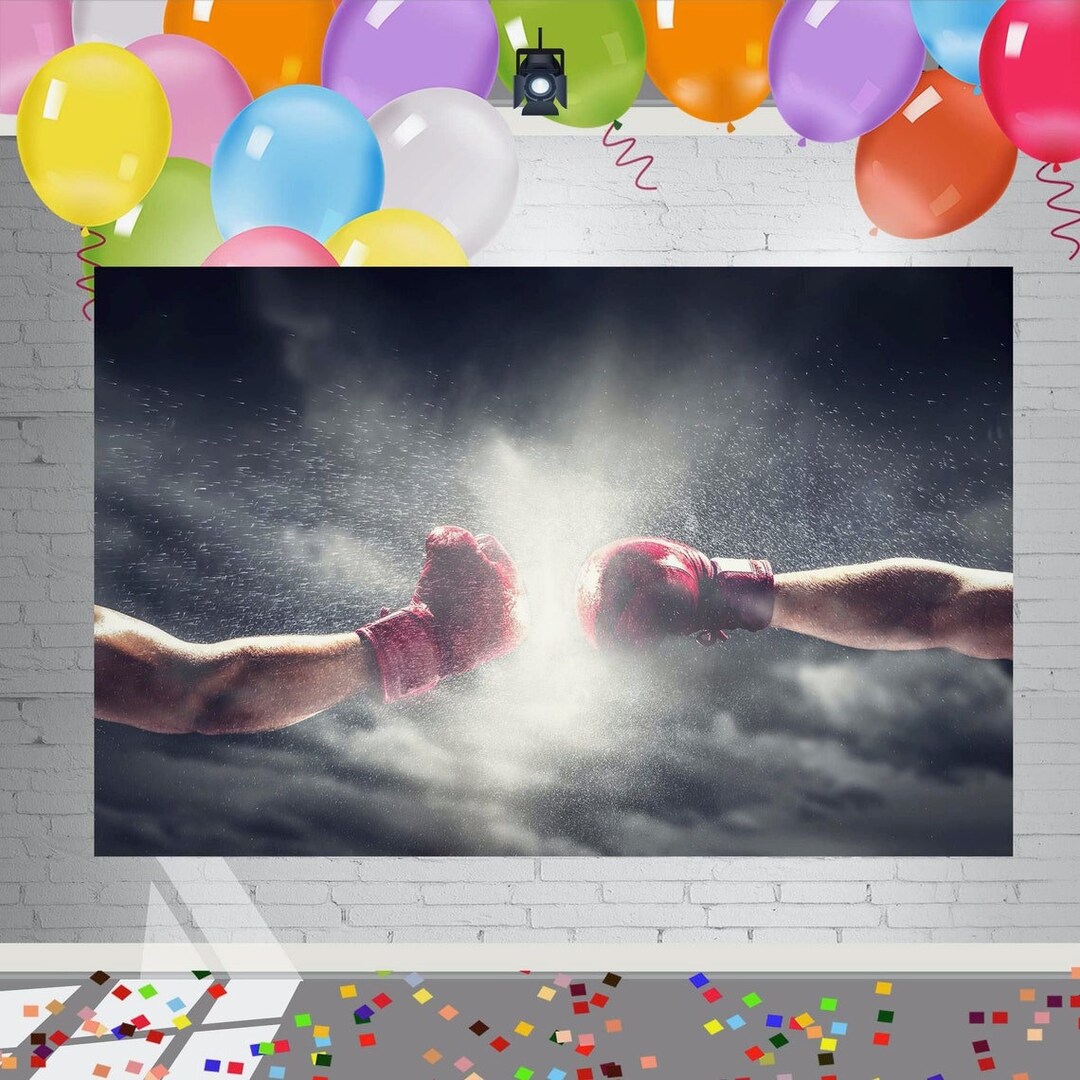 7X5 FT Boxing Birthday Decorations Backdrop Boxer Red Boxing Gloves ...