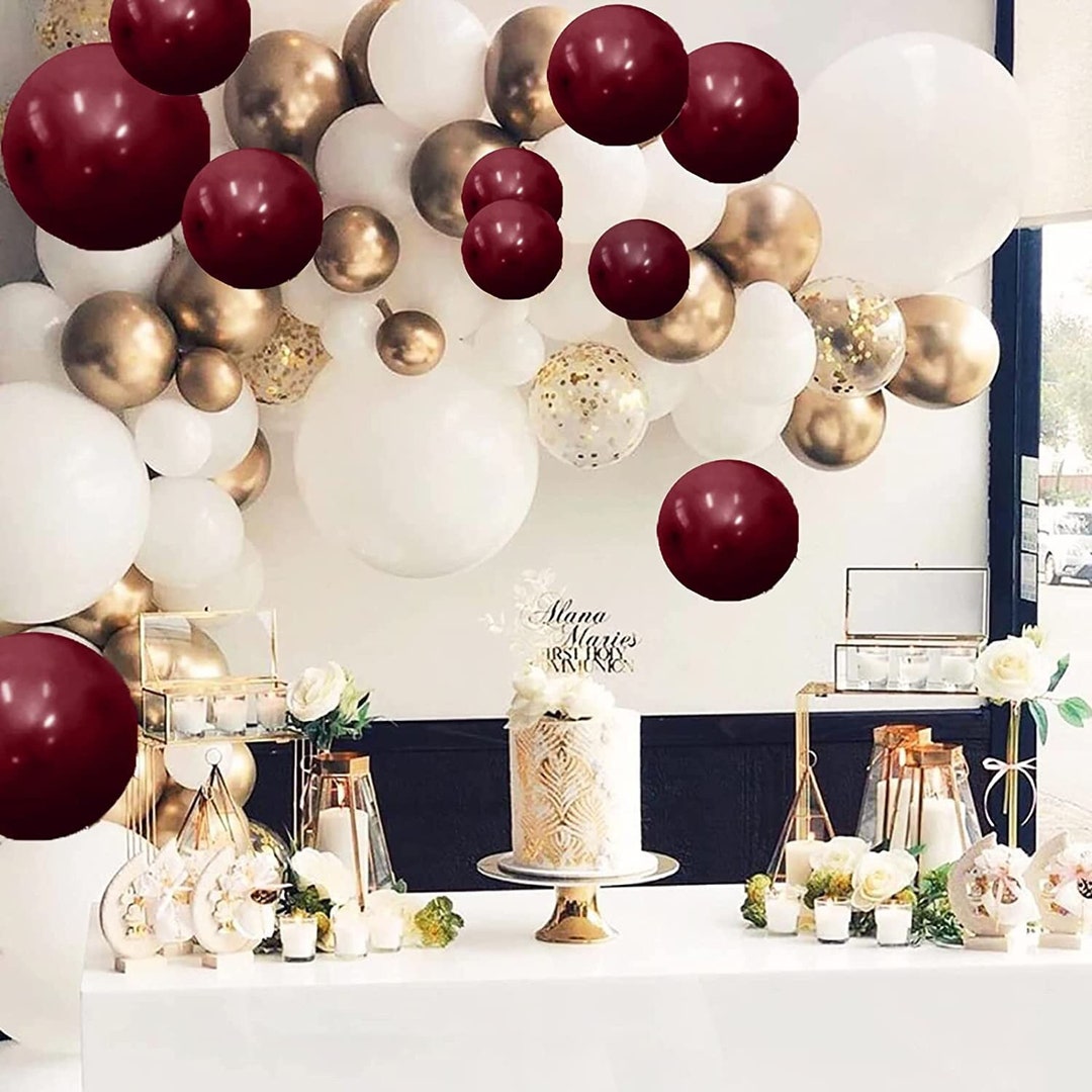 Burgundy and Gold Balloon Arch Kit Party Decorations Dark Red Theme ...