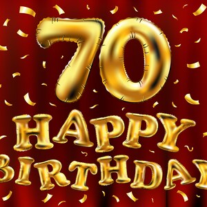 70th Birthday Backdrop: Red and Gold Party Photo Poster (7x5 FT) - Etsy