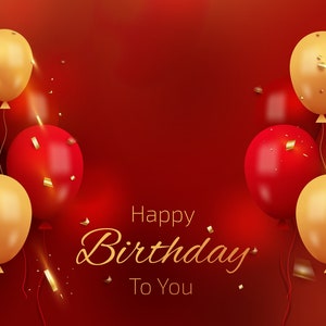 7X5FT Red Happy Birthday Party Decorations Backdrop | Red and Gold ...