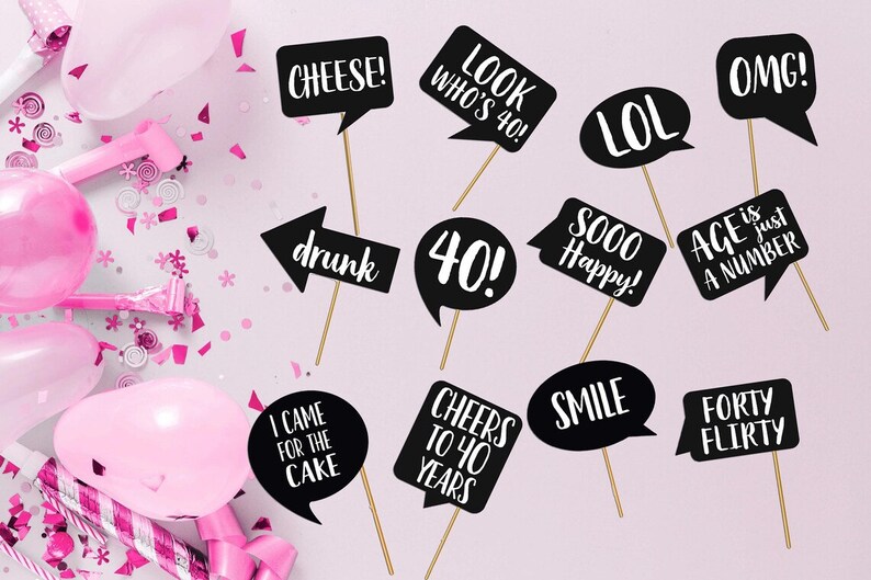 40th Birthday Party Photo Booth Props Forty Party Supplies - Etsy