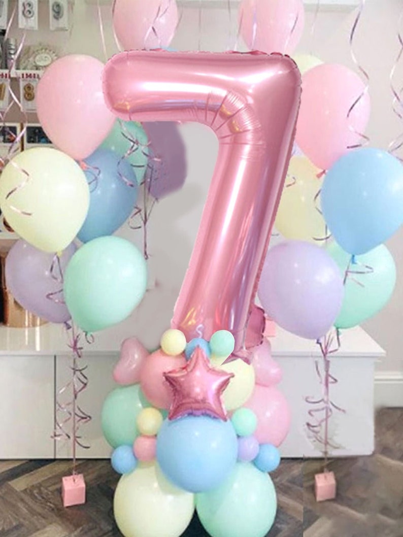 Pastel Colors 7th Birthday Balloon Bouquet Party Decorations - Etsy
