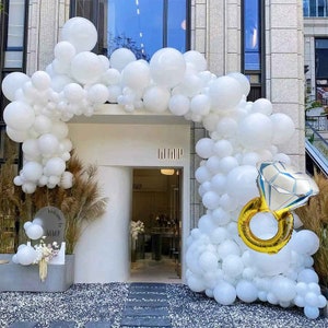 Diamond Ring White Balloon Arch Birthday Party Decorations Wedding ...
