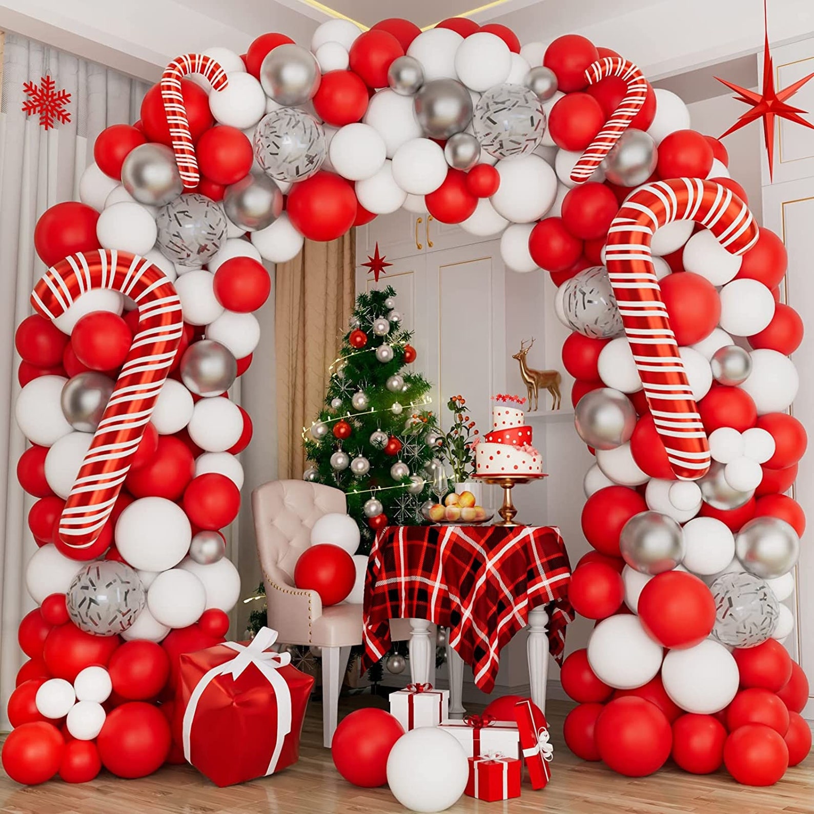 Red and Silver Balloon Arch Kit Xmas Party Decorations Red - Etsy