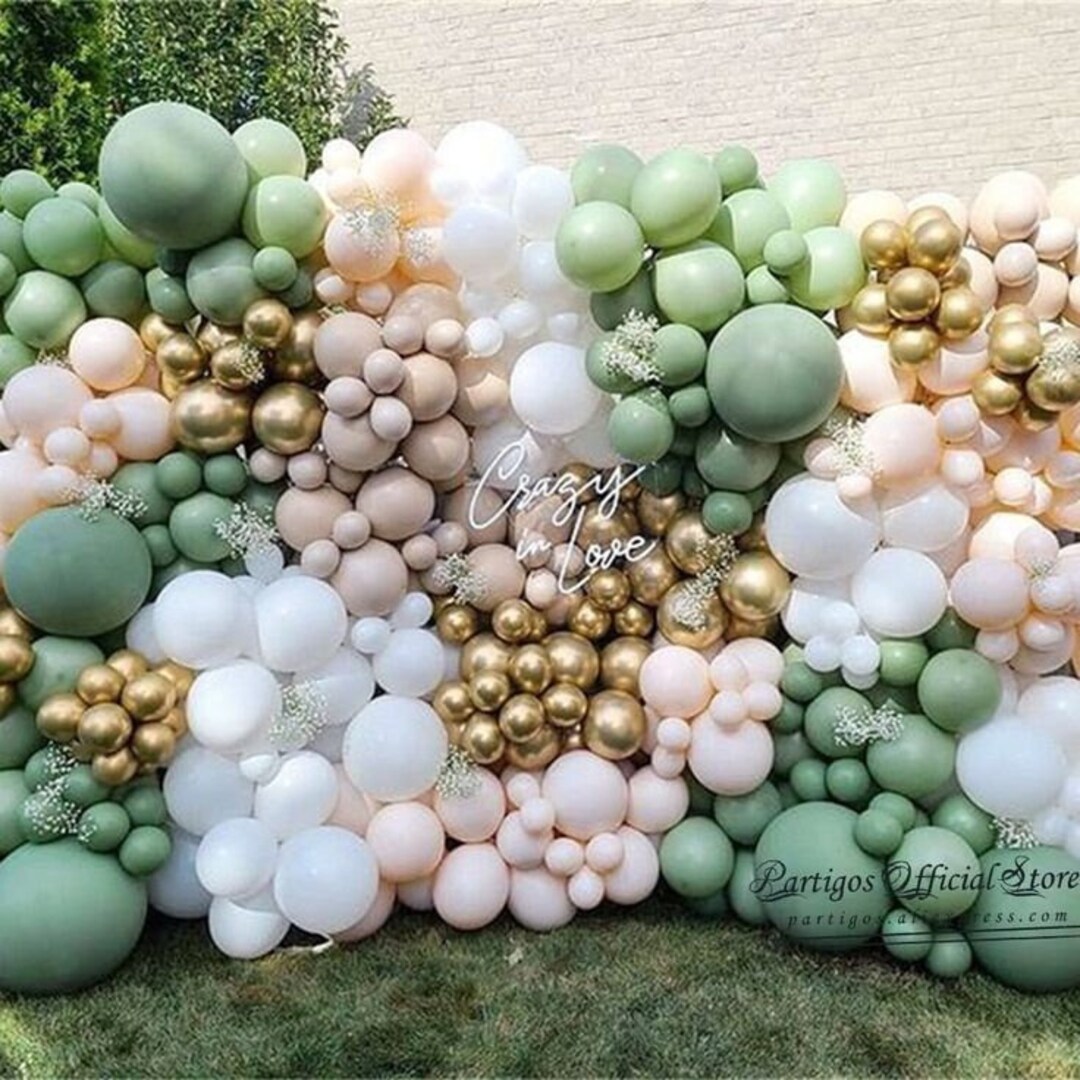 Elegant Sage Green & Gold Balloon Arch Kit | Boho Party Garland ...