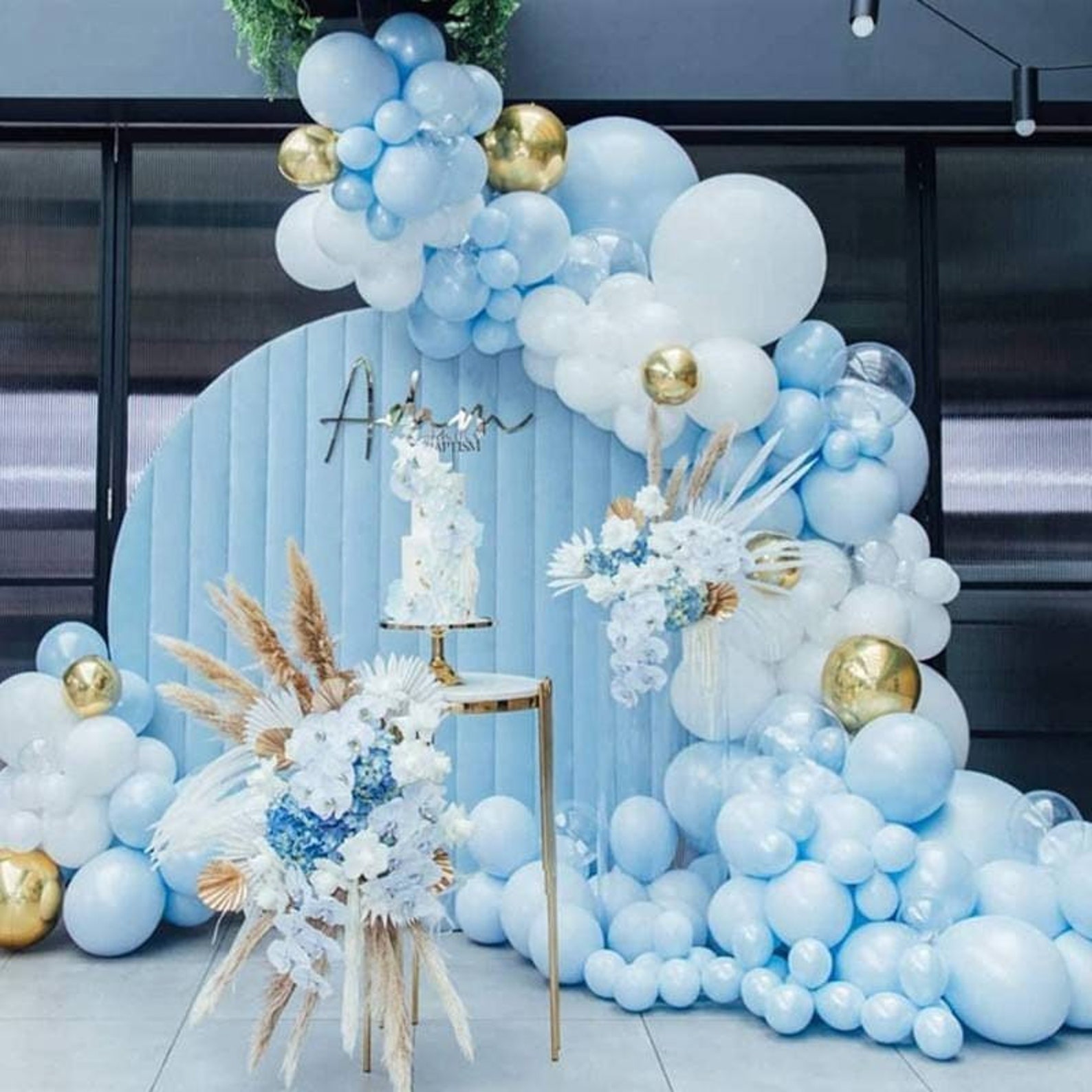 Blue White and Gold Balloon Arch Kit Birthday Party - Etsy